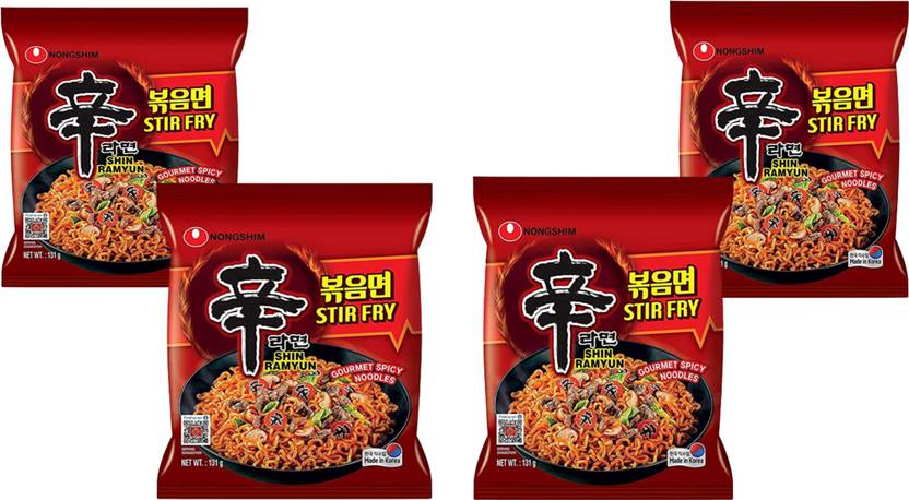 Nongshim Shin Ramyun Stir Fry 131gm Pack of 4 Instant Noodles Non ...