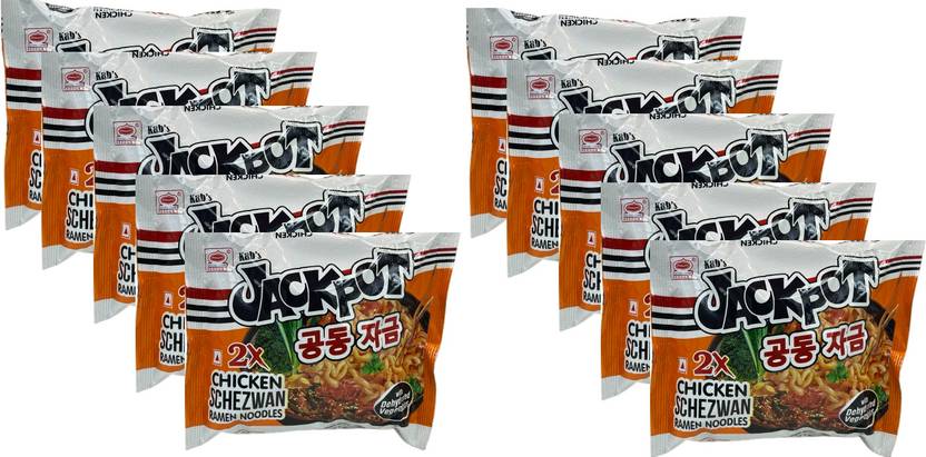 JACKPOT 2X Chicken Schezwan Ramen Noodles 100gm (Pack of 10) Instant ...