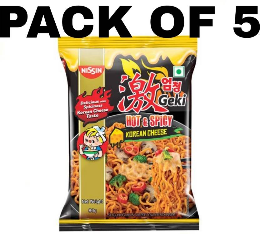 Nissin Geki Hot & Spicy Korean Cheese Instant Noodles Vegetarian Price in India - Buy Nissin ...