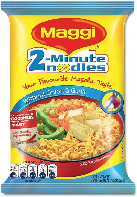 Maggi 2 Minute Masala Noodles, No Onion No Garlic, 70 Grams Instant ...