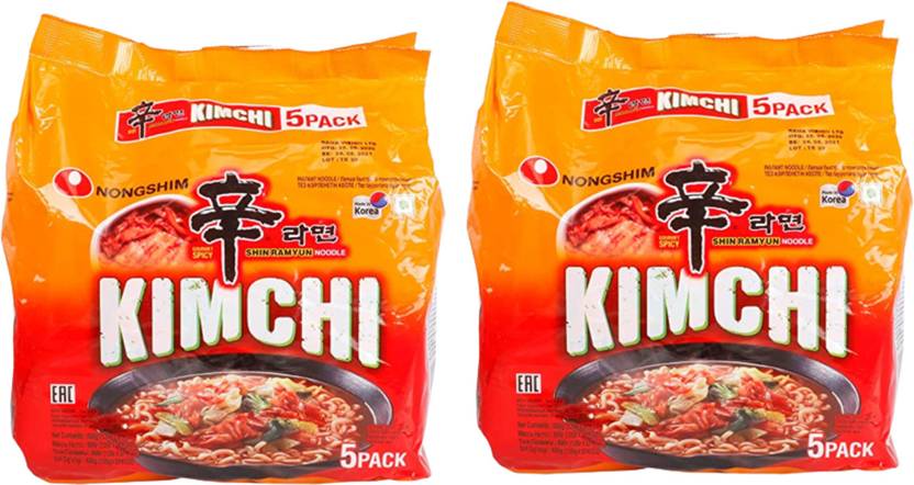 Nongshim Shim Ramyun Kimchi 600gm Pack of 2 Instant Noodles Vegetarian ...