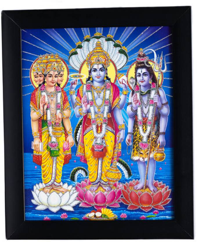 Cherriee Brahma Vishnu Mahesh photo frame for pooja, wall decor ...