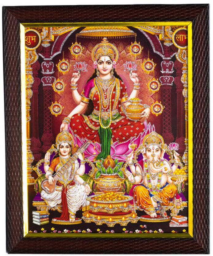 Cherriee Laxmi/Lakshmi Ganesh Saraswati photo frame for pooja, wall ...
