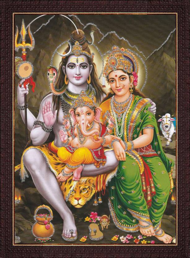 craftery Shiv Parivar Lord Shiva & Mata Parvati With Ganesha Religious ...
