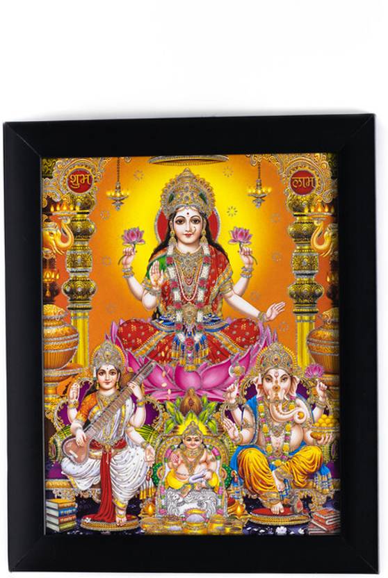 Cherriee Laxmi/Lakshmi Ganesh Saraswati photo frame for pooja, wall ...