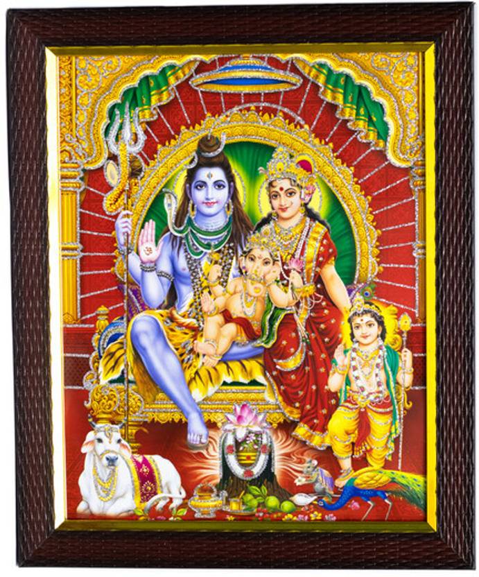 Cherriee Shiva/Mahadev parvati ganesh kartikeya family photo frame for ...