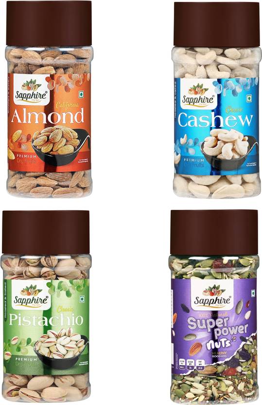 Sapphire Dry Nuts Combo (Pack of 200gm) Trail Mix, Almonds, Cashews ...