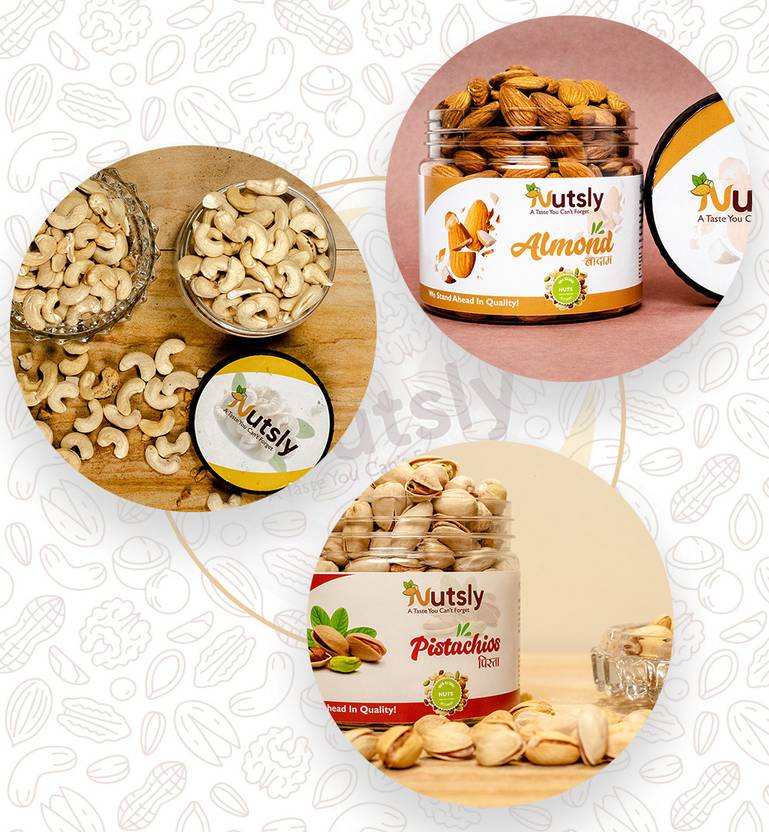 NUTSLY Dry Fruits|Combo|Cashew 350GM & Almonds 350GM & Pistachios 300GM ...