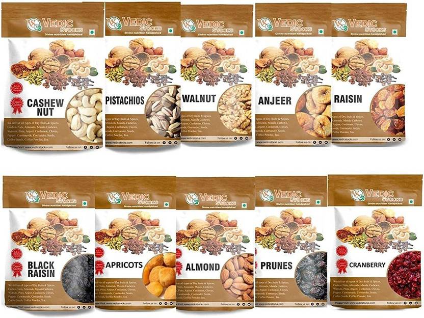 Vedic Stocks Cashew,Pistachios,Walnut,Anjeer,Black Raisins,California ...