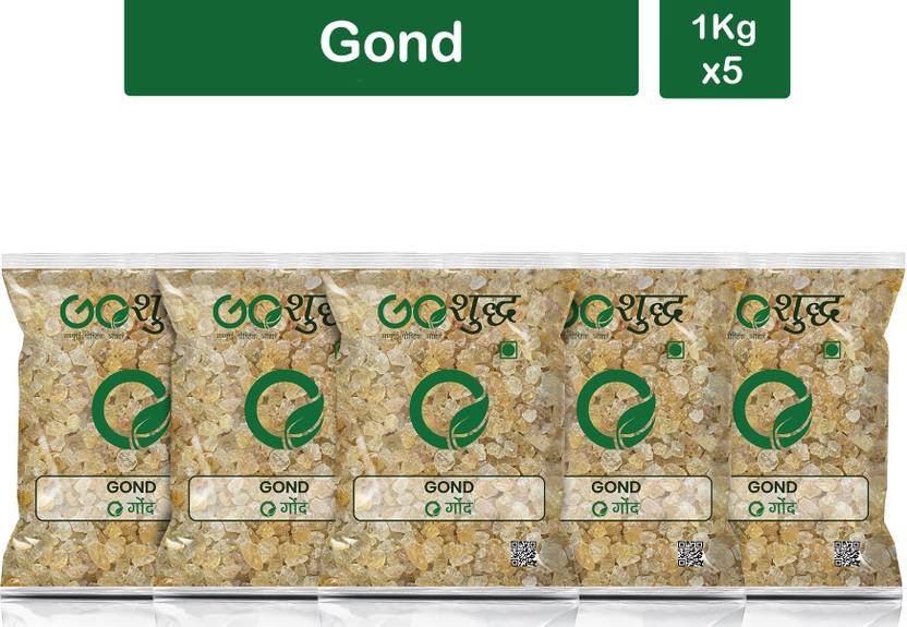 Goshudh Gond (Edible Gum)- 1Kg Each (Pack of 5) 5000g Dried Gum Price ...