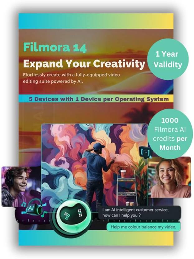 MICROSOFT Wondershare Filmora 14 ( Latest ) AI with 2000 credit 10 Gb ...