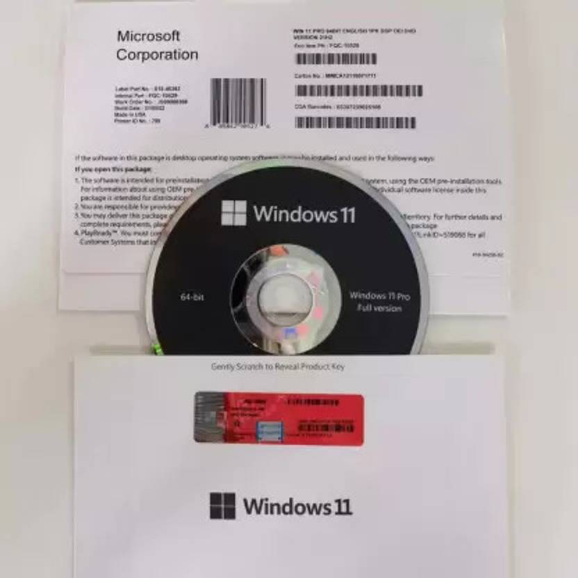 MICROSOFT Windows 11 Professional (1 User, Lifetime Validity) OEM DVD ...