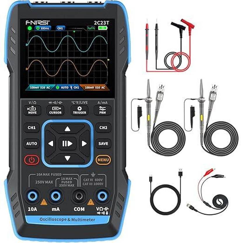 FNIRSI 2C23T 3-in-1 Handheld Oscilloscope Multimeter DDS Generator,10MHz,50MSa/s Digital ...