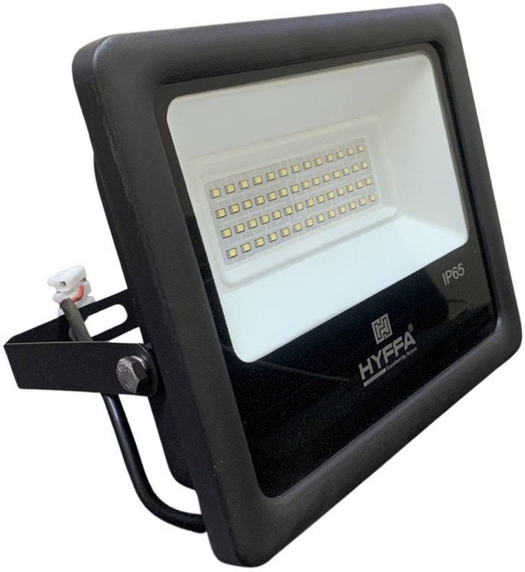 HYFFA 50 Watts LED Outdoor Flood Light, 6500k Cool White Colour, Rectangular Aluminium Body ...