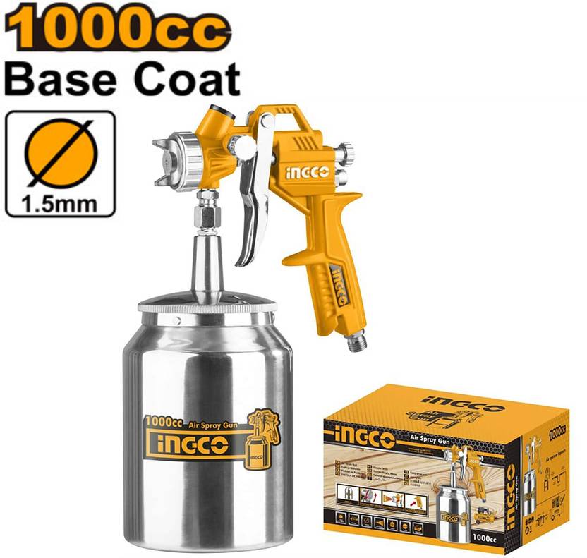 INGCO 3-4 Bar Operating Pressure Air Spray Gun, 1000ml Air Assisted ...