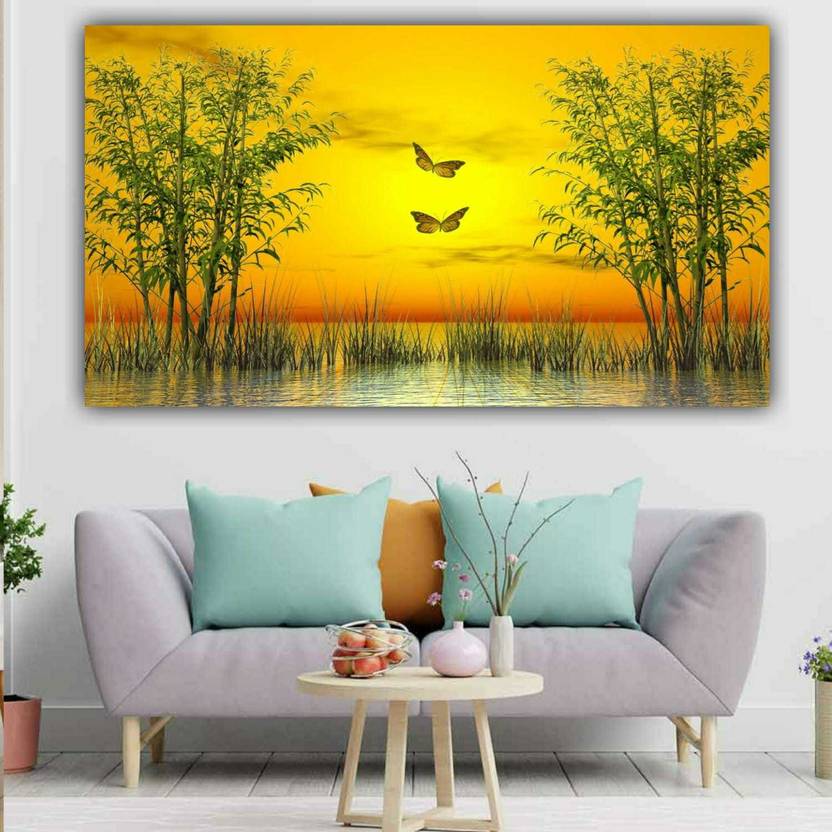 The seven colours beautiful sunrise landscape butterfly canvas painting ...
