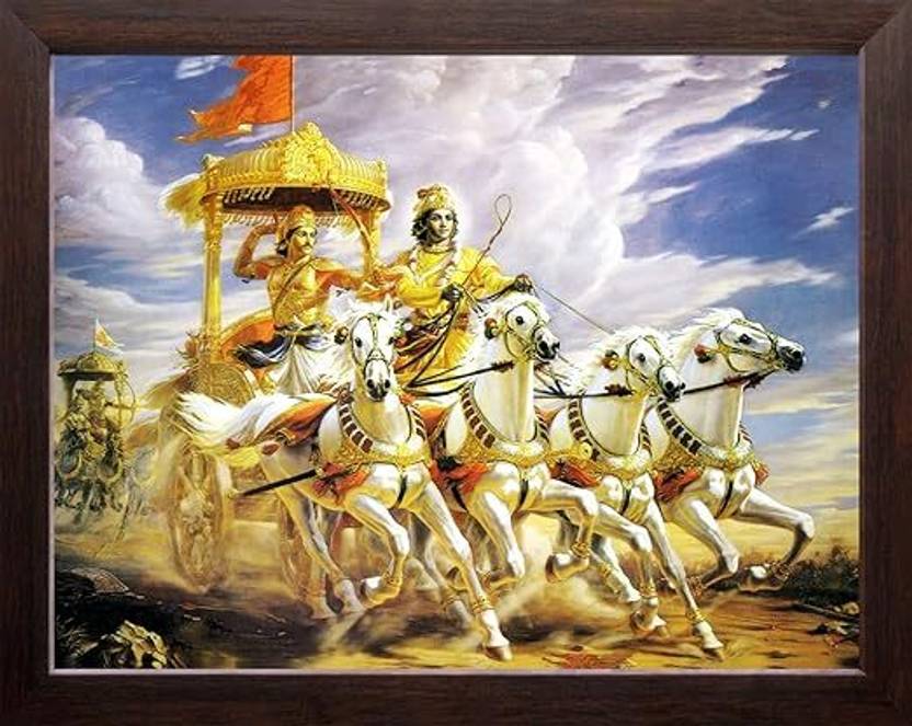 LVY Arts Shree Krishna Arjun On Rath Digital Printed Wall Painting- for ...