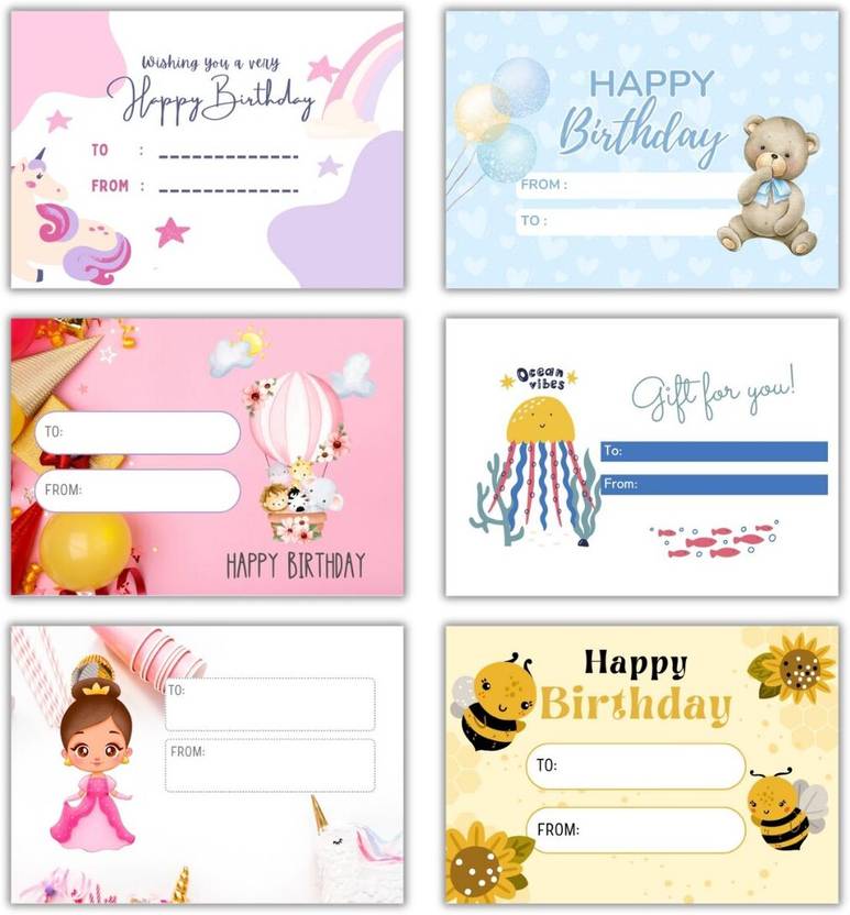 AanyaCentric Happy Birthday Gift Tags for Kids Colorful Non-Sticky ...