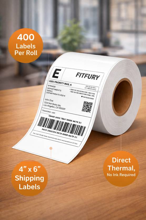 FITFURY 4x6 Direct Thermal Barcode Label Roll | 400 Labels | Courier ...
