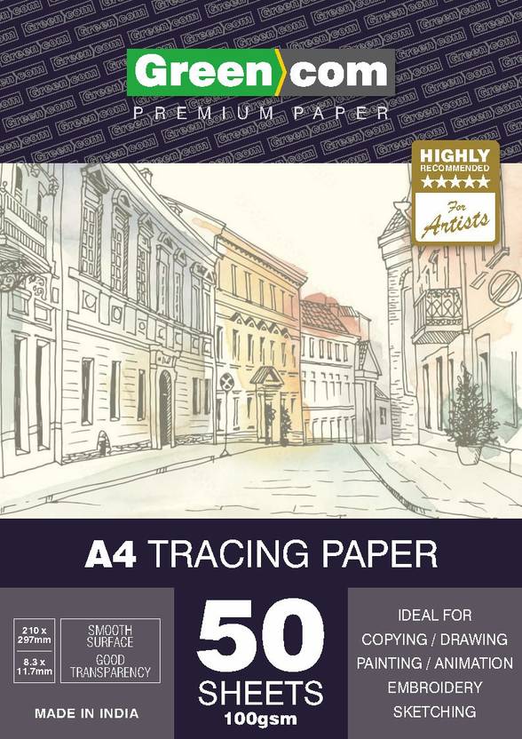 Greencom 50 Pcs A4 Size Artists Tracing Paper Transfer