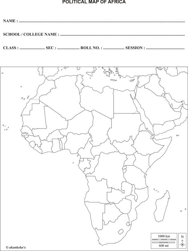 Flipkart.com | akanksha's Political Map of Africa (50 Sheets) Blank A4 ...