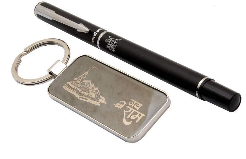 Ledos Jai Shree Ram Ayodhya Ram Mandir Curved Keychain & Ball Pen - Buy ...