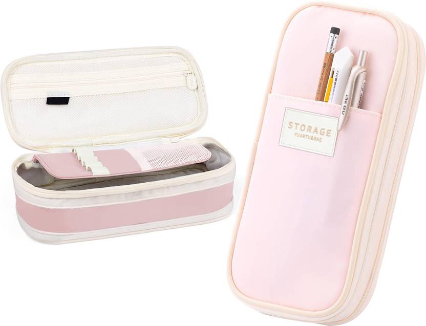Flipkart.com | Lyrovo Pink Pencil Pouch Solid Art Polyester Pencil Box ...