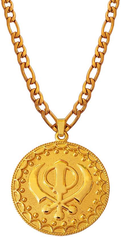 Men Style Religious Punjabi Sikh Symbol Pendant Necklace Sterling ...