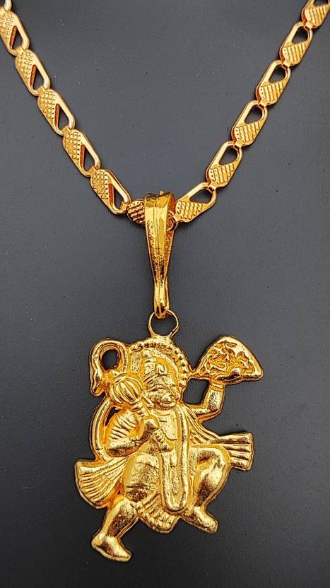 D D FASHION Hanuman Ji pandal Locket with Chain for mens and boys Gold ...