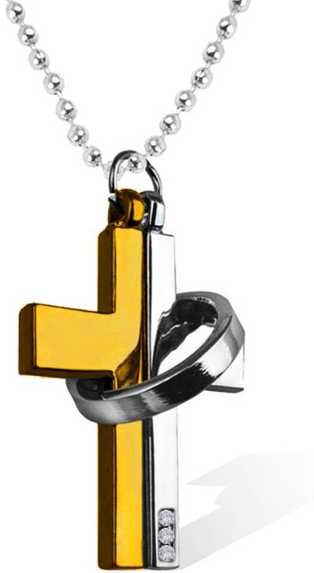 Adhvik Golden Silver AD Dual Tone Holy Jesus Christ Cross Isa Masih ...