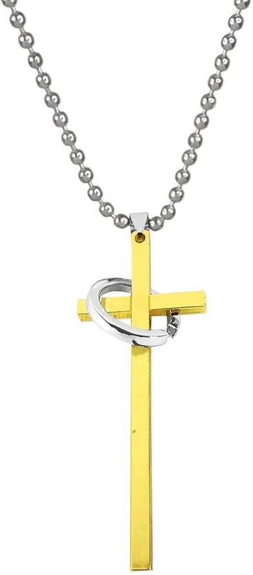 Uniqon Long Size Golden Holy Jesus Christ Cross Isa Masih Ring Locket ...
