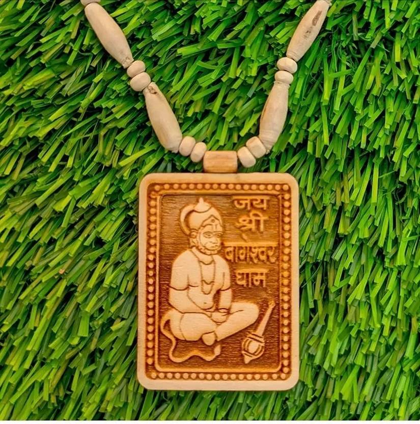 utkrist hanuman ji shri bageshwar dham Locket Tulsi kanthi mala Wood ...