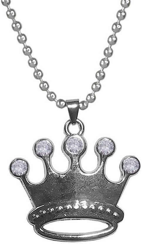 Adhvik Silver Nug King Queen Royal Crown Logo Locket Pendant Necklace ...