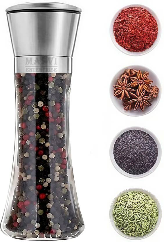 Masvi Enterprise Stainless Steel Top Pepper Grinder Glass Traditional ...