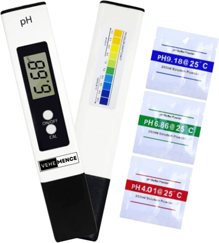 Vehemence Digital Ph Meter for water testing with 3 buffer powder ...