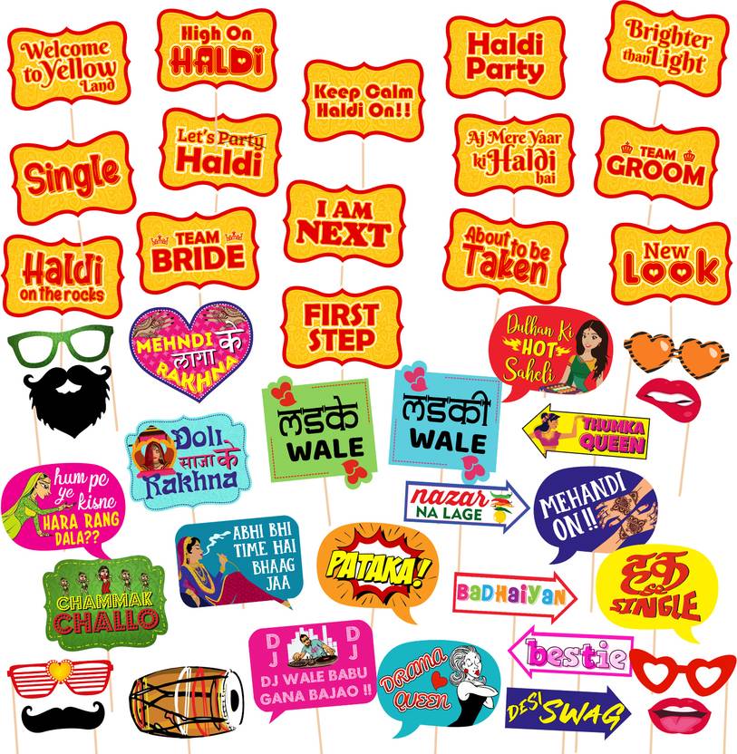 ZYOZI Mehndi Photo Booth Props and Haldi Photo Booth Props for ...