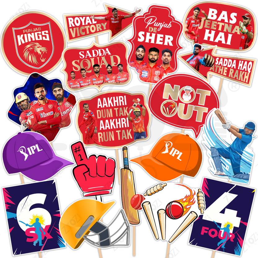 ZYOZI IPL Cricket Theme Photo Booth Props, Team PK Photo Booths Set ...