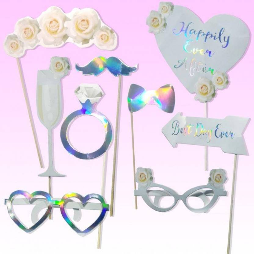 Partywala Wedding Stick Props Pack of 10Pcs (White) Photo Booth Board ...