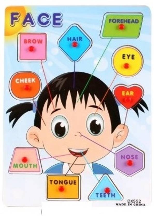 BUCKETLIST®Educational Wooden Learning Parts of the Face Puzzle Board ...