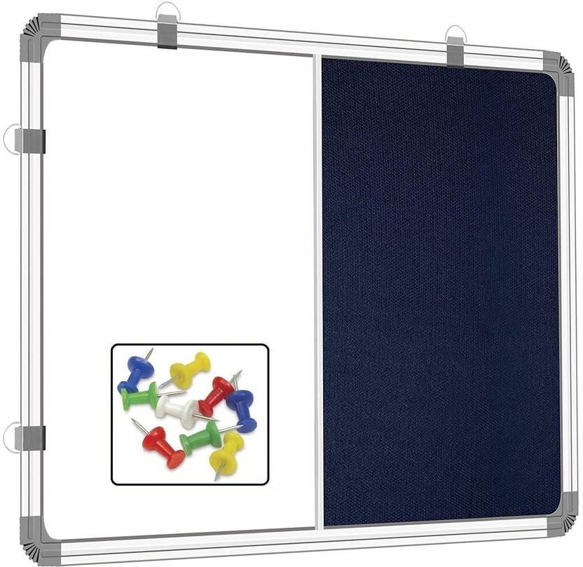 OBASIX Combination Board 3x4Feet Non-Magnetic Whiteboard with Blue ...