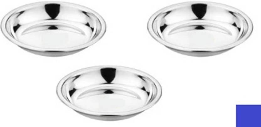 BZILO Stainless Steel Pack of 3 Halwa Platefor Halwa, Dahi Vada,Snacks ...