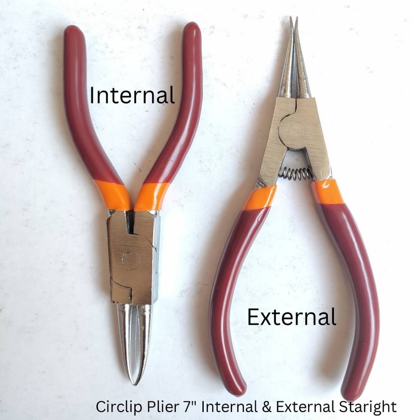 VTH Heavy Duty Internal & External Straight Circlip Plier 7" (175mm) (Pack of 2pcs) Circlip ...