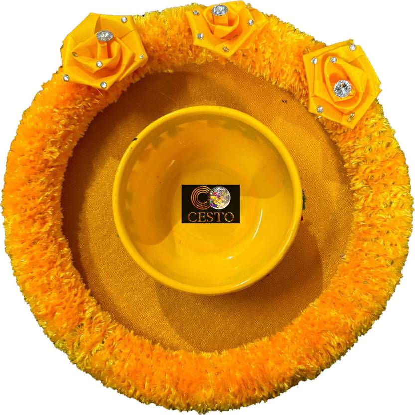 CESTO Haldi Mehendi Decoration Thali Set | Plate | Ceremony | Platter ...