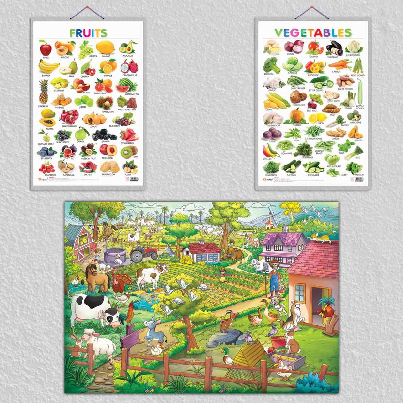 GIANT AT THE FARM COLOURING POSTER, Fruits and Vegetables|set of 1 ...