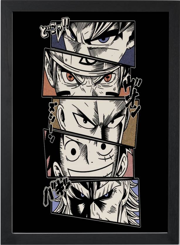 mix anime poster with frame dragonball onepiece naruto wall poster ...