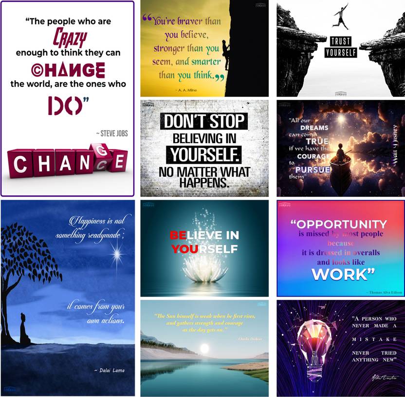 10 Waterproof Motivational Quotes posters - Quotes by Steve Jobs, Dalai ...