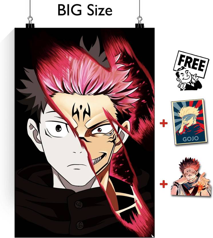 Yuji And Sukuna Half Faces Poster In Jujutsu Kaisen | Sukuna and Yuji ...
