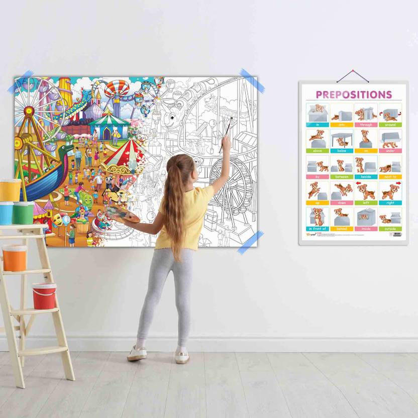 PREPOSITIONS CHART and GIANT AMUSEMENT PARK COLOURING POSTER | SET OF 1 ...
