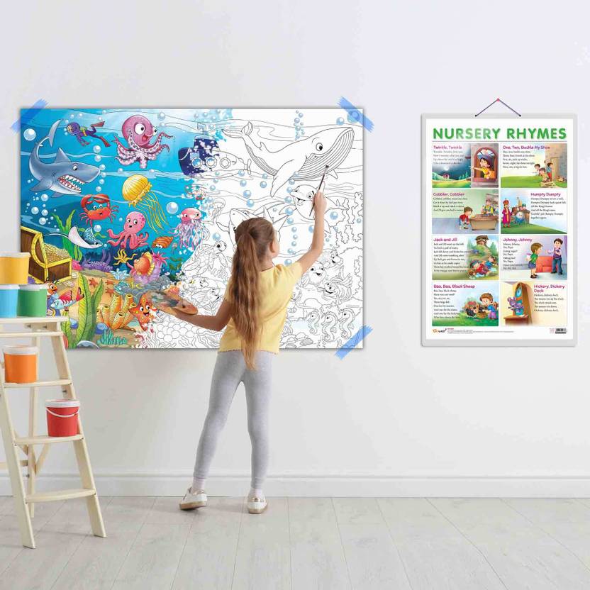 NURSERY RHYMES CHART and GIANT UNDER THE OCEAN COLOURING POSTER | SET ...