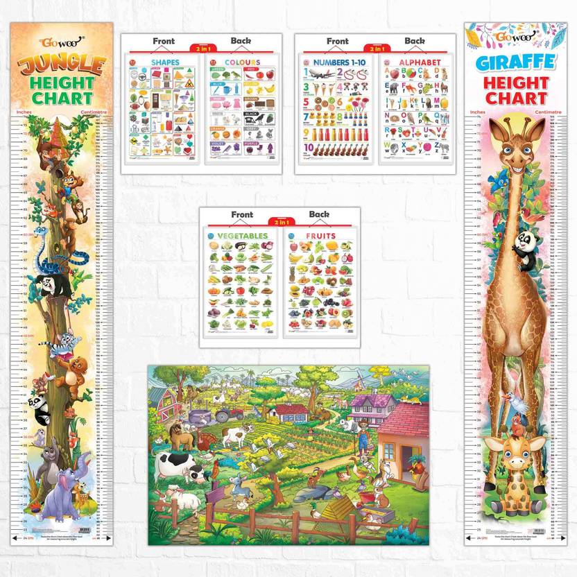 GIANT AT THE FARM COLOURING POSTER, JUNGLE HEIGHT CHART, GIRAFFE HEIGHT ...